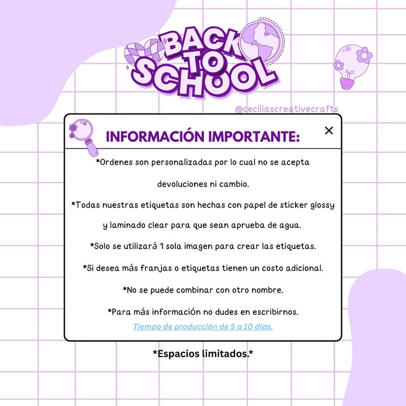 Etiquetas Escolares Personalizadas | School Label | Nombre Y Grado ...