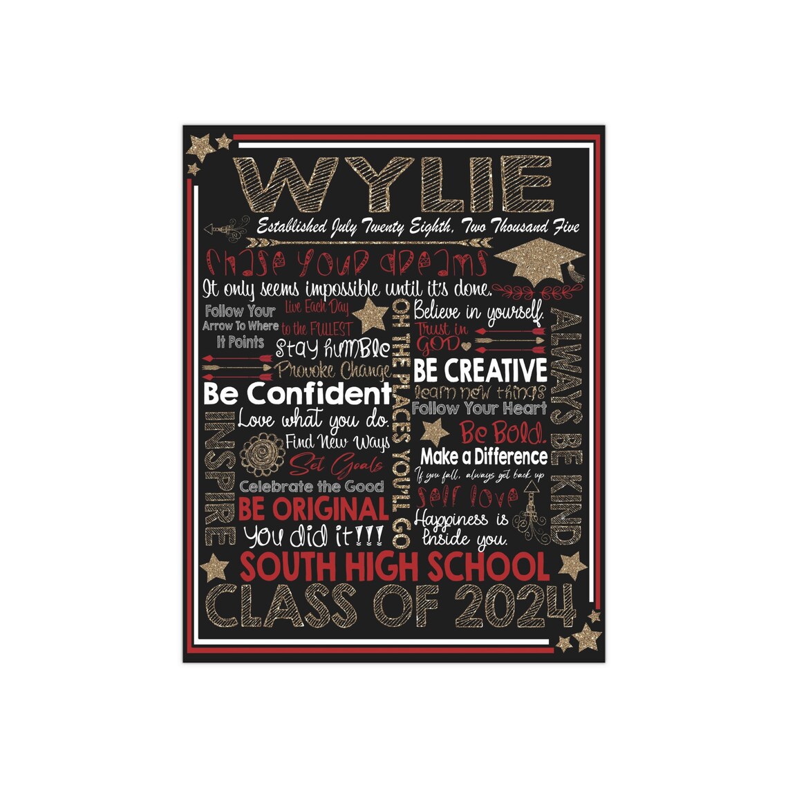 Custom Graduation Gift, Words of Encouragement, High School Graduation ...