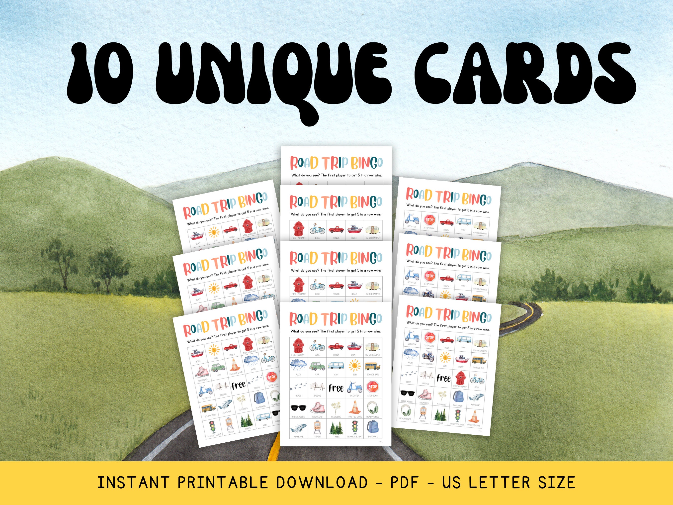 Road Trip Bingo, Printable Bingo Cards, Scavenger Hunt for Kids, Road ...