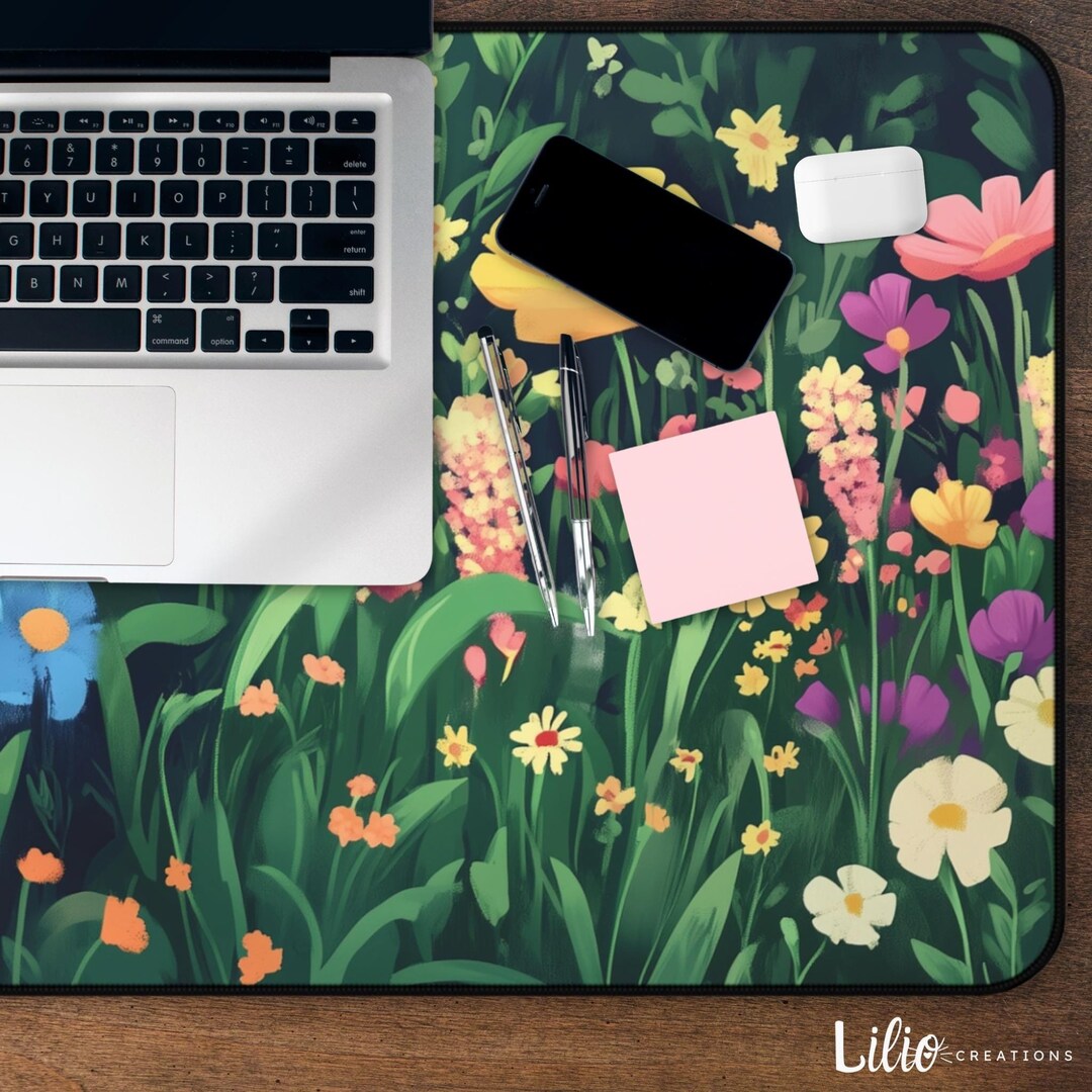 Colorful Wildflowers Desk Mat for Whimsical Desk Setup – Bright ...