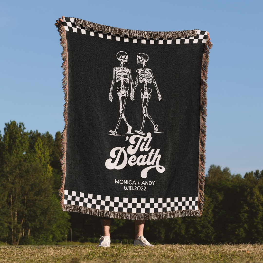 Personalized Skeleton Couple Blanket – Til Death Cotton Anniversary ...