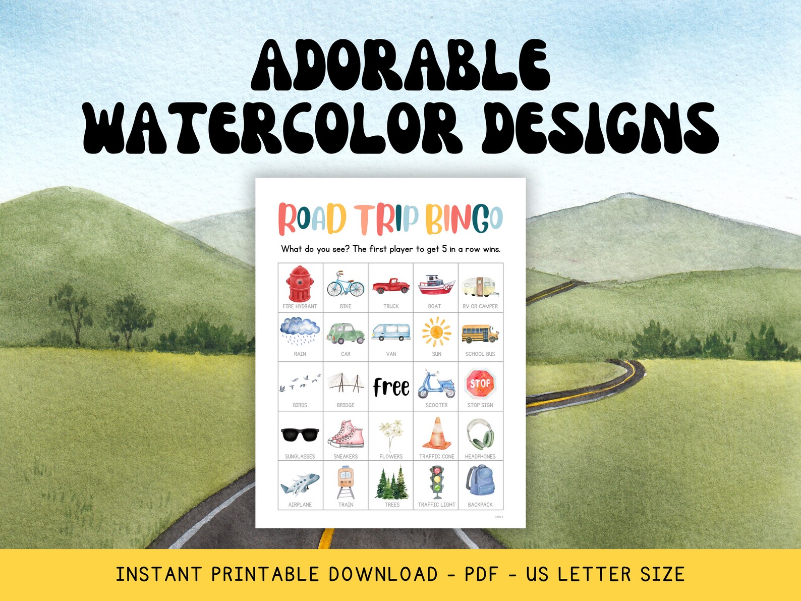 Road Trip Bingo, Printable Bingo Cards, Scavenger Hunt for Kids, Road ...