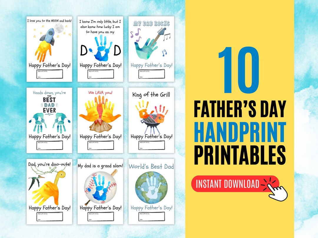 Handprint Templates for Dad, Daddy Handprint Art, Father's Day ...
