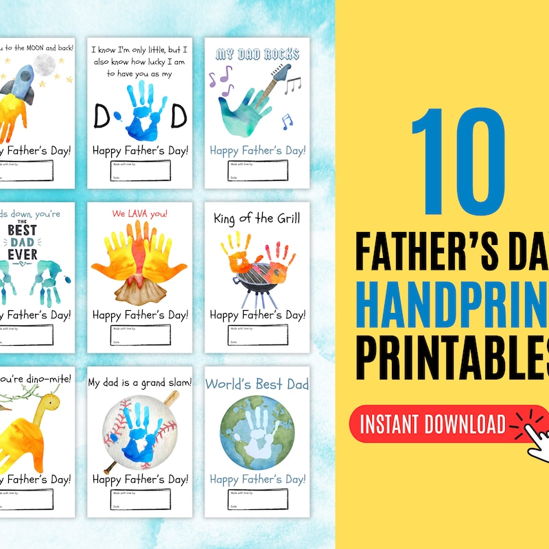 Fathers Day Handprint Card - Etsy