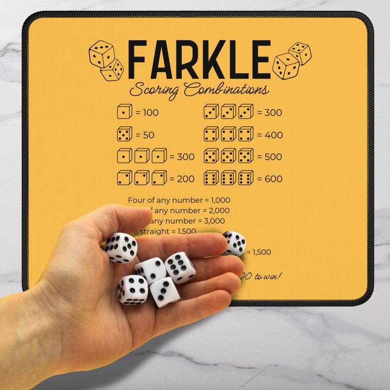 Farkle Dice Game Mat – Premium Neoprene, Family Game Night - Etsy