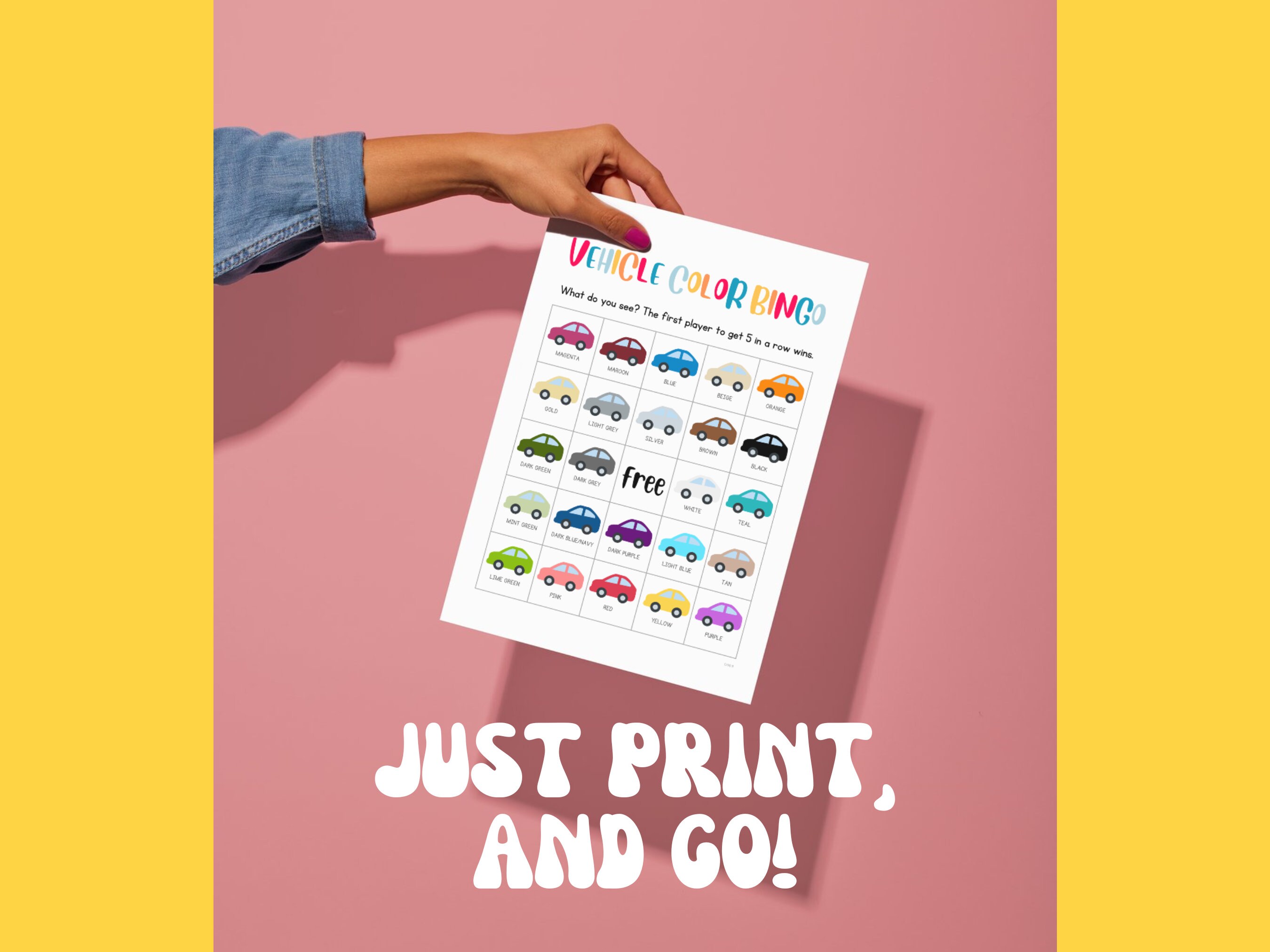 Vehicle Color Bingo, Printable Bingo Cards, Scavenger Hunt for Kids ...