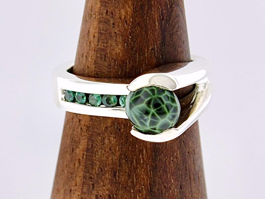Greenstone Chlorastrolite & Alexandrite Ring: Sterling Silver, Size 6 1 ...