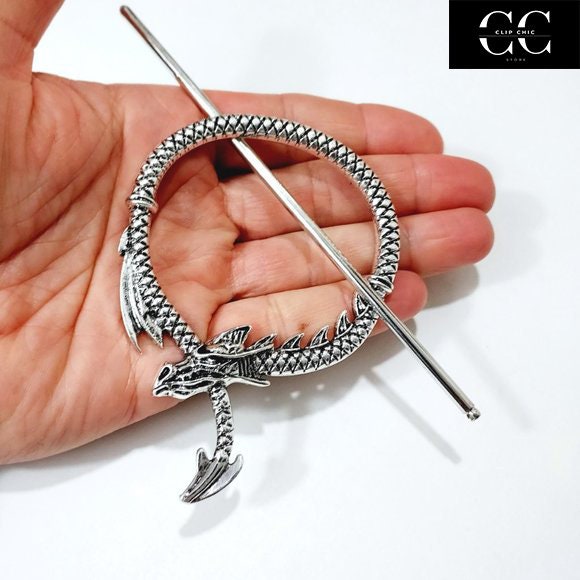 Dragon Hair Pin, Celtic Elven Hair Stick, Silver Witch Hair Fork, Fairy ...