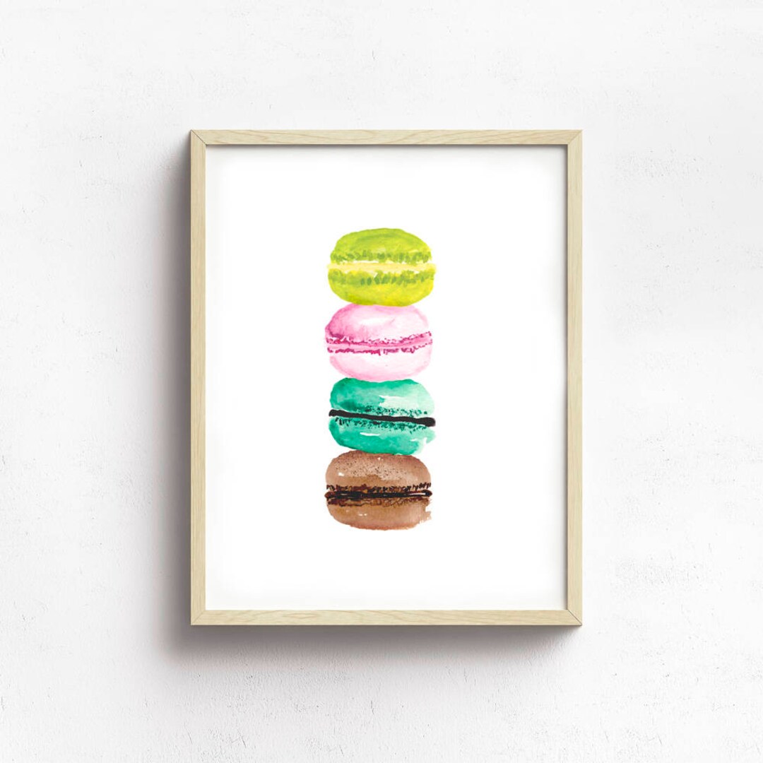 Macarons Watercolor Art Print, Kitchen Wall Art Macaron Print, French ...