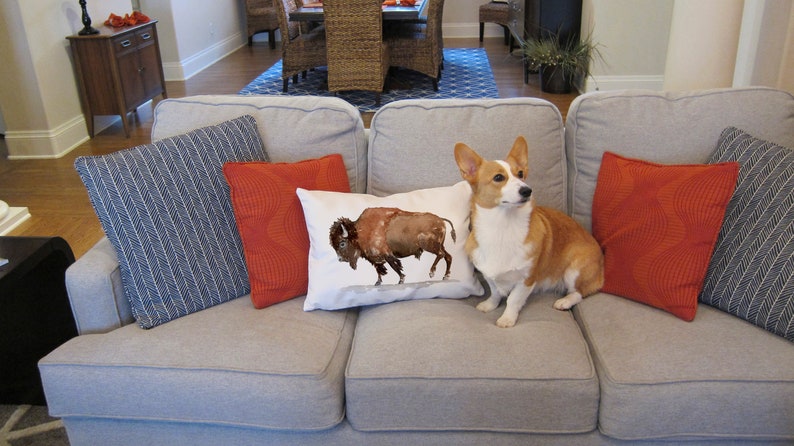 Buffalo Accent Throw Pillow Cover, Rustic Western Pillow Cover, Bison ...
