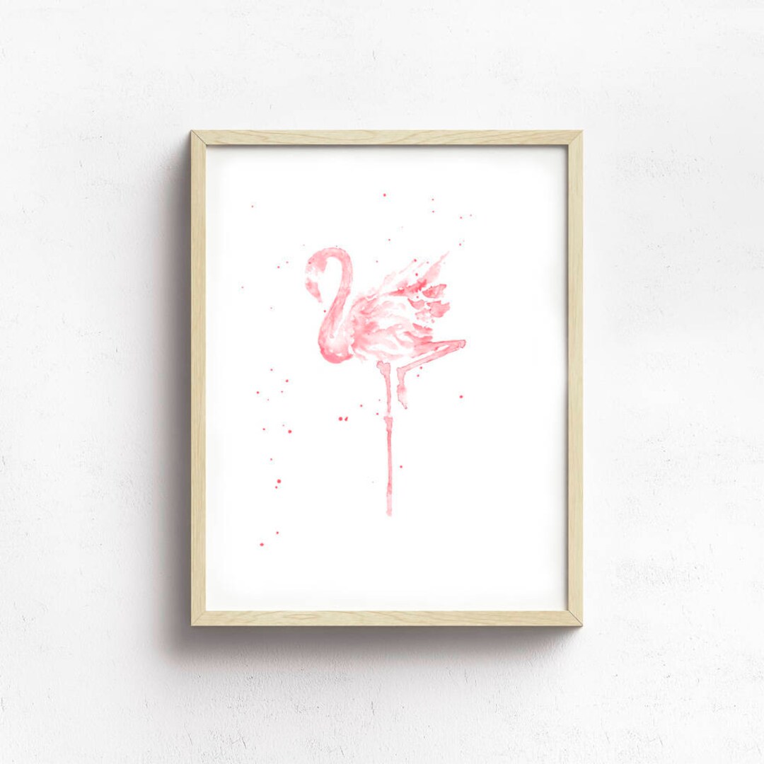 Digital Download, Flamingo Watercolor Printable Art, Pink Flamingo ...
