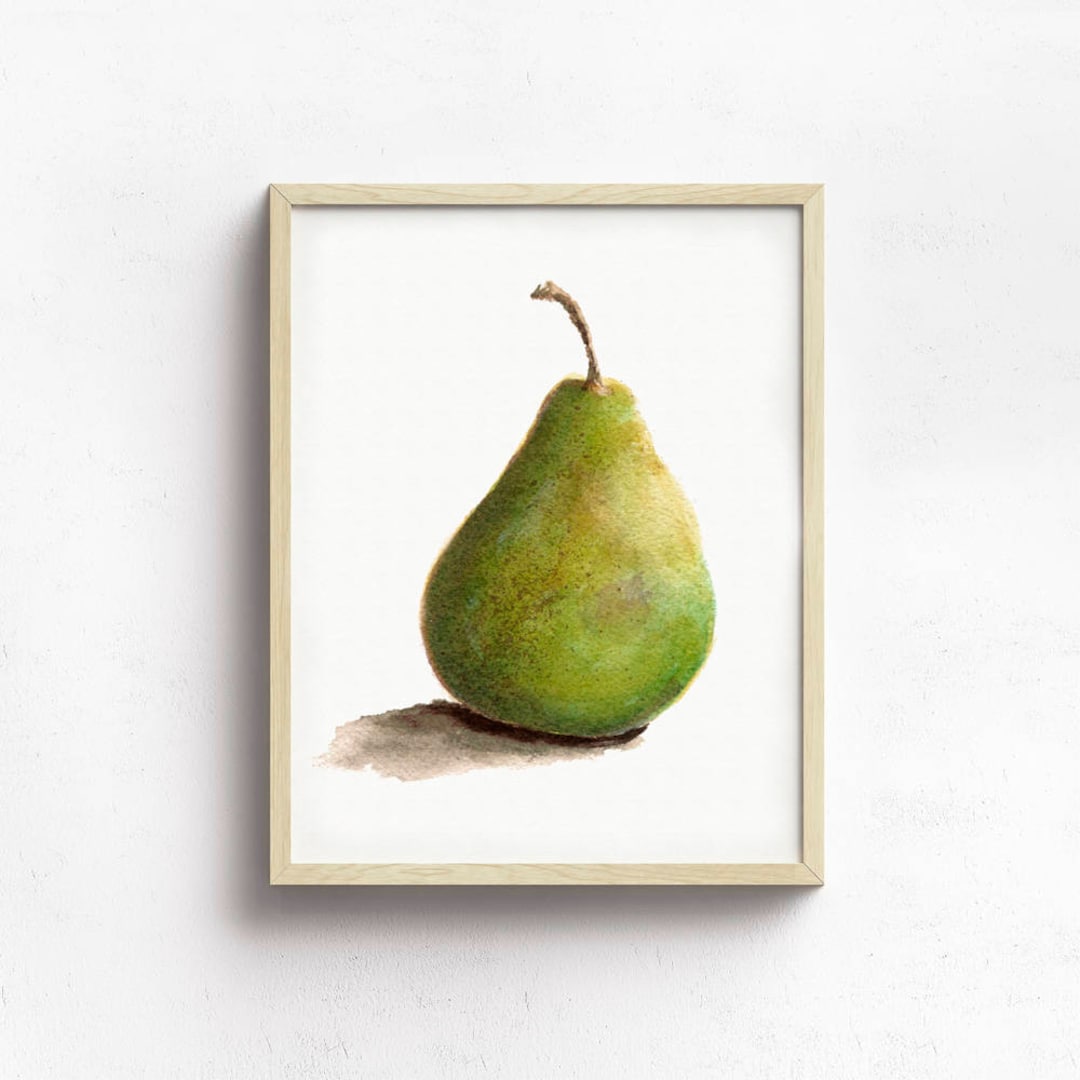 Green Pear Print From Original Watercolor, Kitchen Decor, Home Decor ...