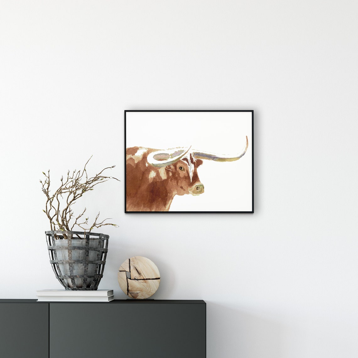 Longhorn Art Print From Original Watercolor Western Style Art - Etsy