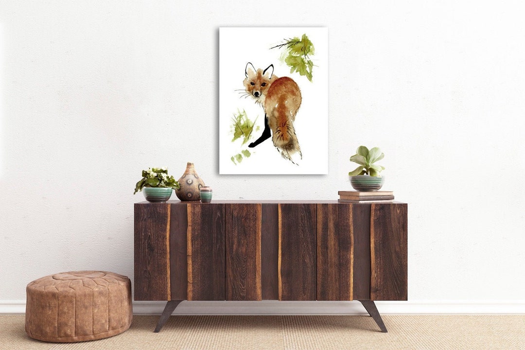 Fox Watercolor Canvas Wrap Wall Art, Gallery Canvas Wrap Fox Art ...