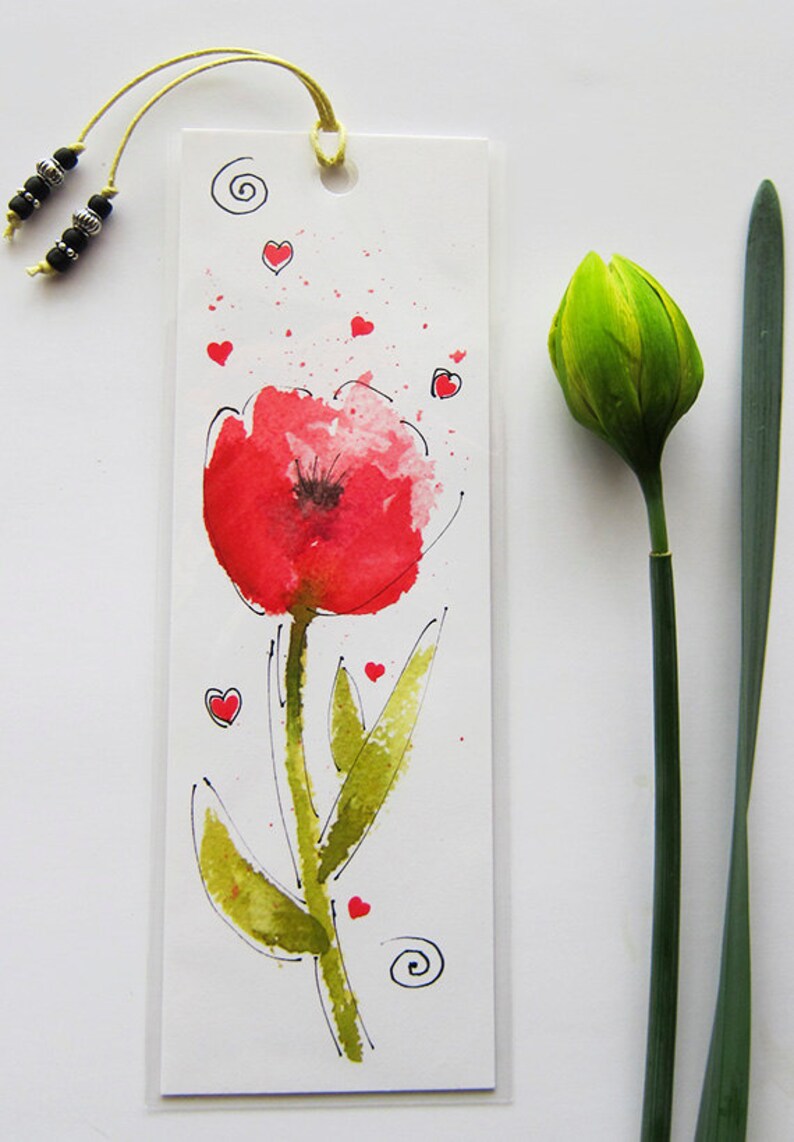 Flower Watercolor Pen and Ink Bookmark Watercolor Giclee - Etsy