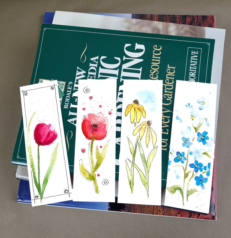 Flower Watercolor Pen and Ink Bookmark Watercolor Giclee - Etsy