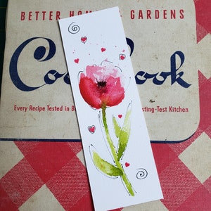 Flower Watercolor Pen and Ink Bookmark, Watercolor Giclee Bookmark ...