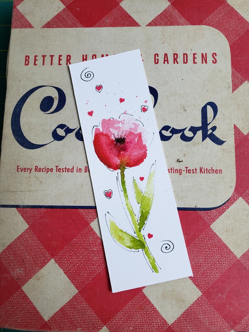Flower Watercolor Pen and Ink Bookmark Watercolor Giclee - Etsy