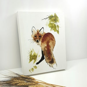 Fox Watercolor Canvas Wrap Wall Art, Gallery Canvas Wrap Fox Art ...