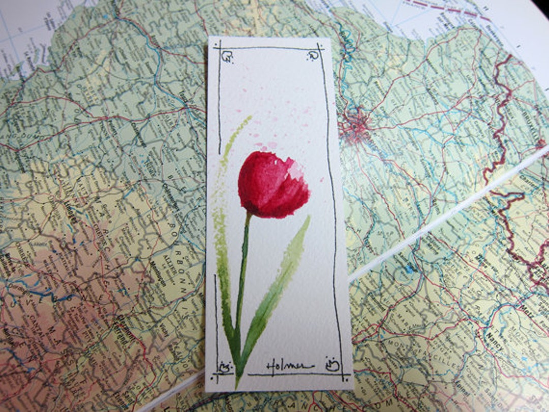 Spring Tulip Watercolor Bookmark, Watercolor Bookmark Print, Tulip ...