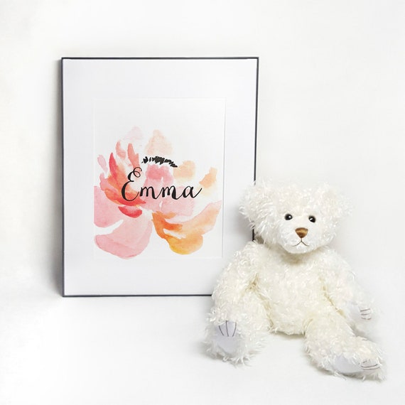 Custom Personalized Name Watercolor Floral Flower Watercolor | Etsy