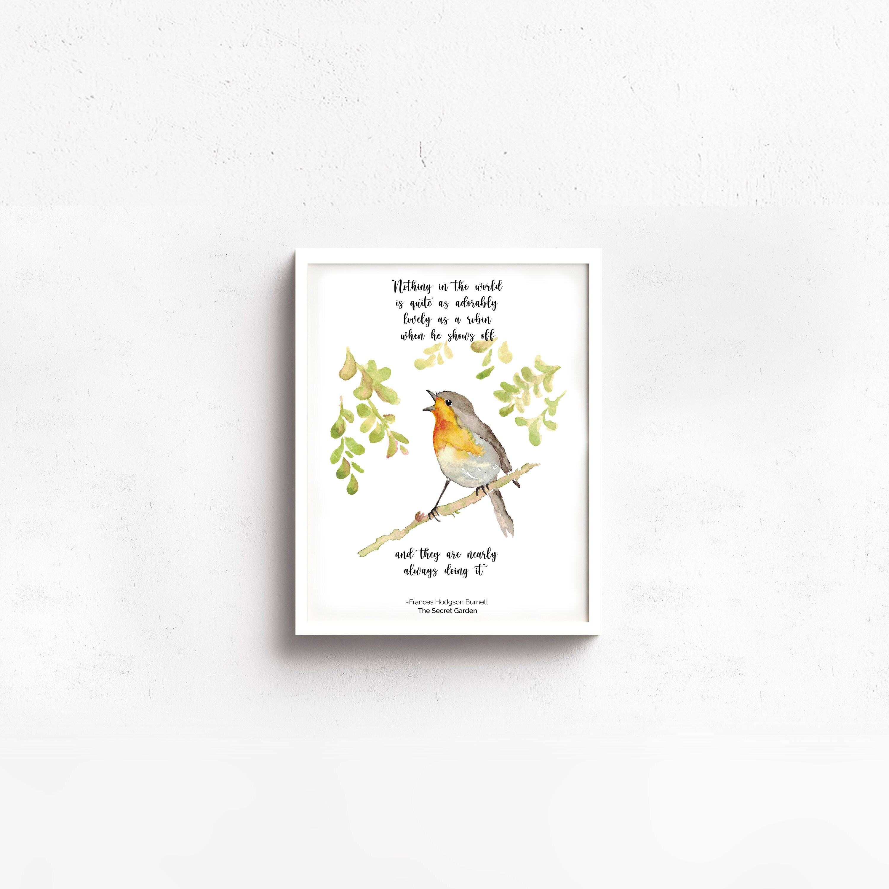 Robin Secret Garden Giclée Print: Watercolor Book Lover Art - Etsy