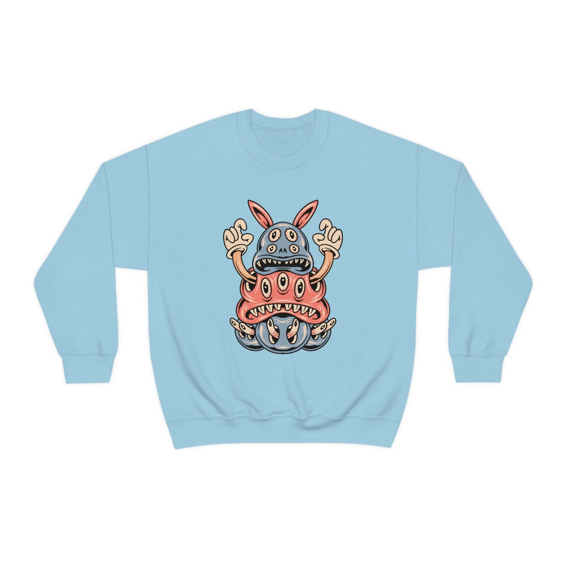 Trippy Psychedelic Bunny Rabbit Cartoon Tattoo Art Print Sweatshirt ...
