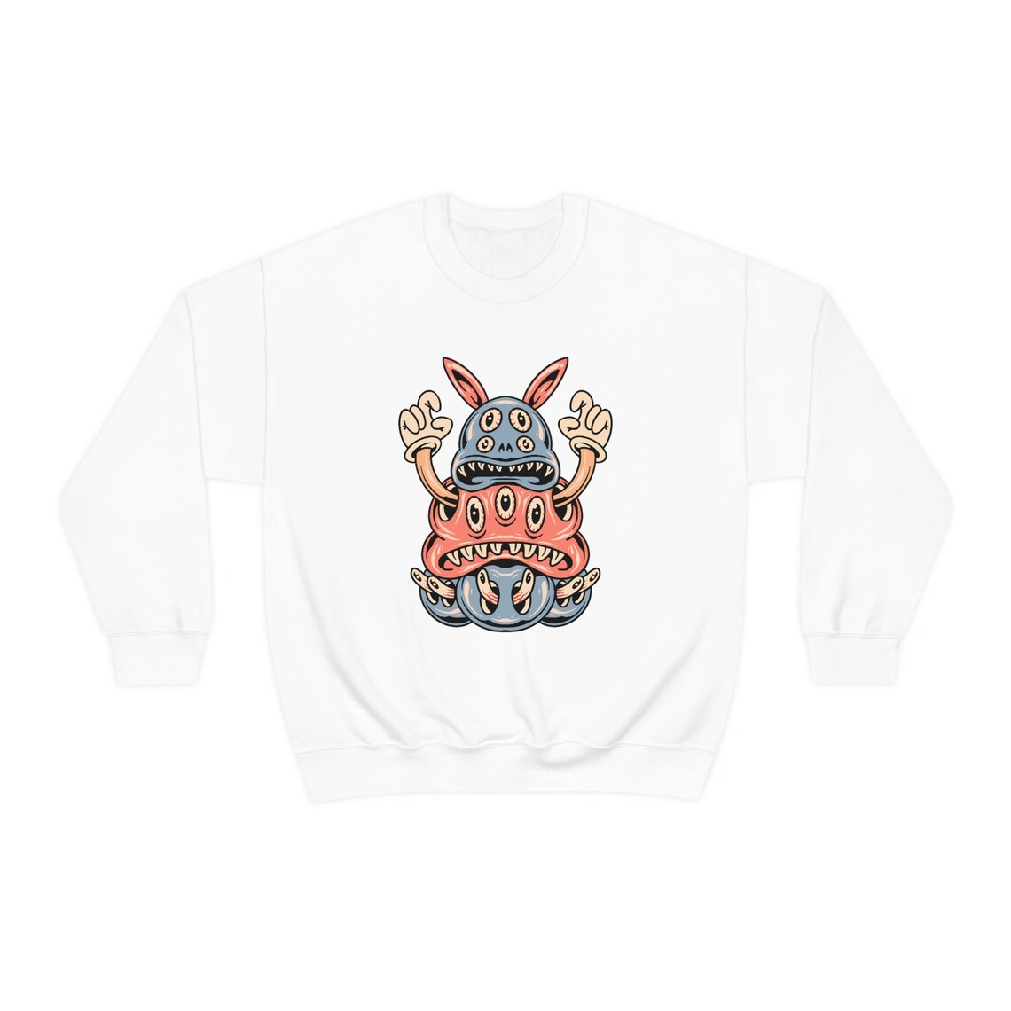 Trippy Psychedelic Bunny Rabbit Cartoon Tattoo Art Print Sweatshirt ...
