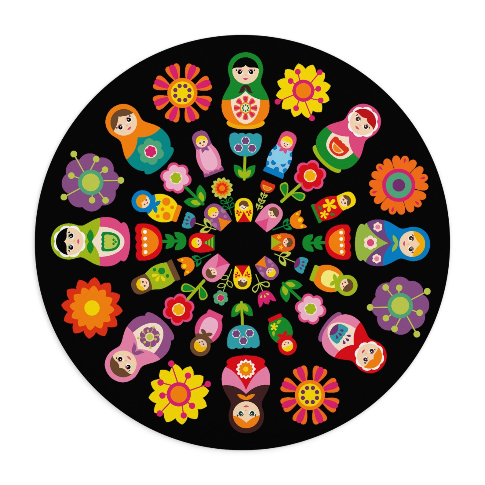 Round Mouse Pad / Russian Nesting Dolls / Matryoshka Mandala ...