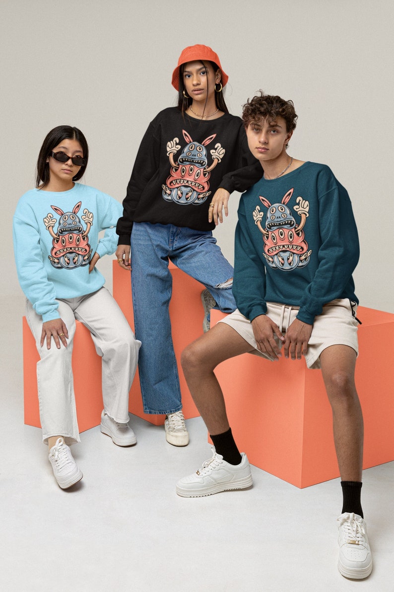 Trippy Psychedelic Bunny Rabbit Cartoon Tattoo Art Print Sweatshirt ...