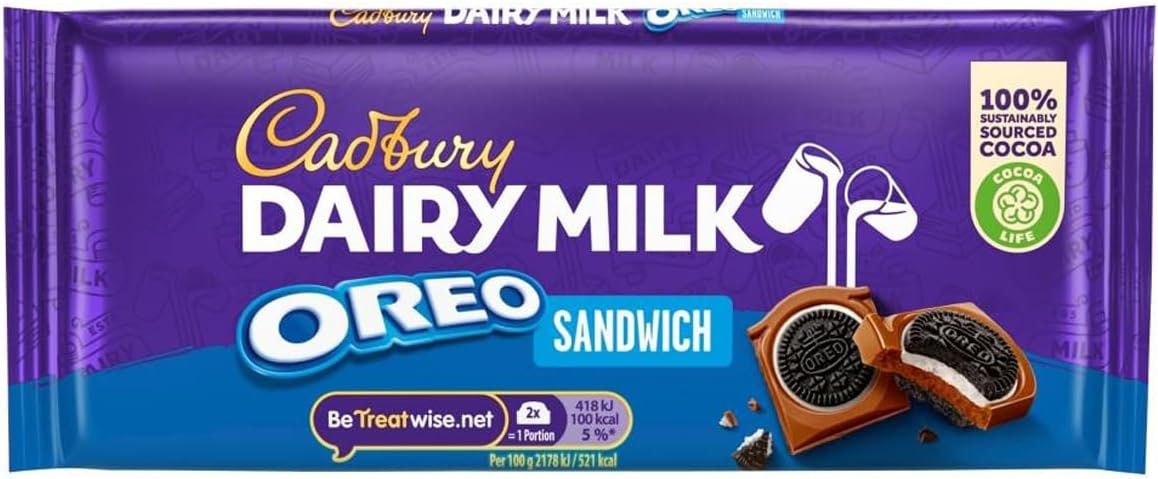 Cadbury Dairy Milk OREO Sandwich Chocolate Bar, With OREO Biscuit ...