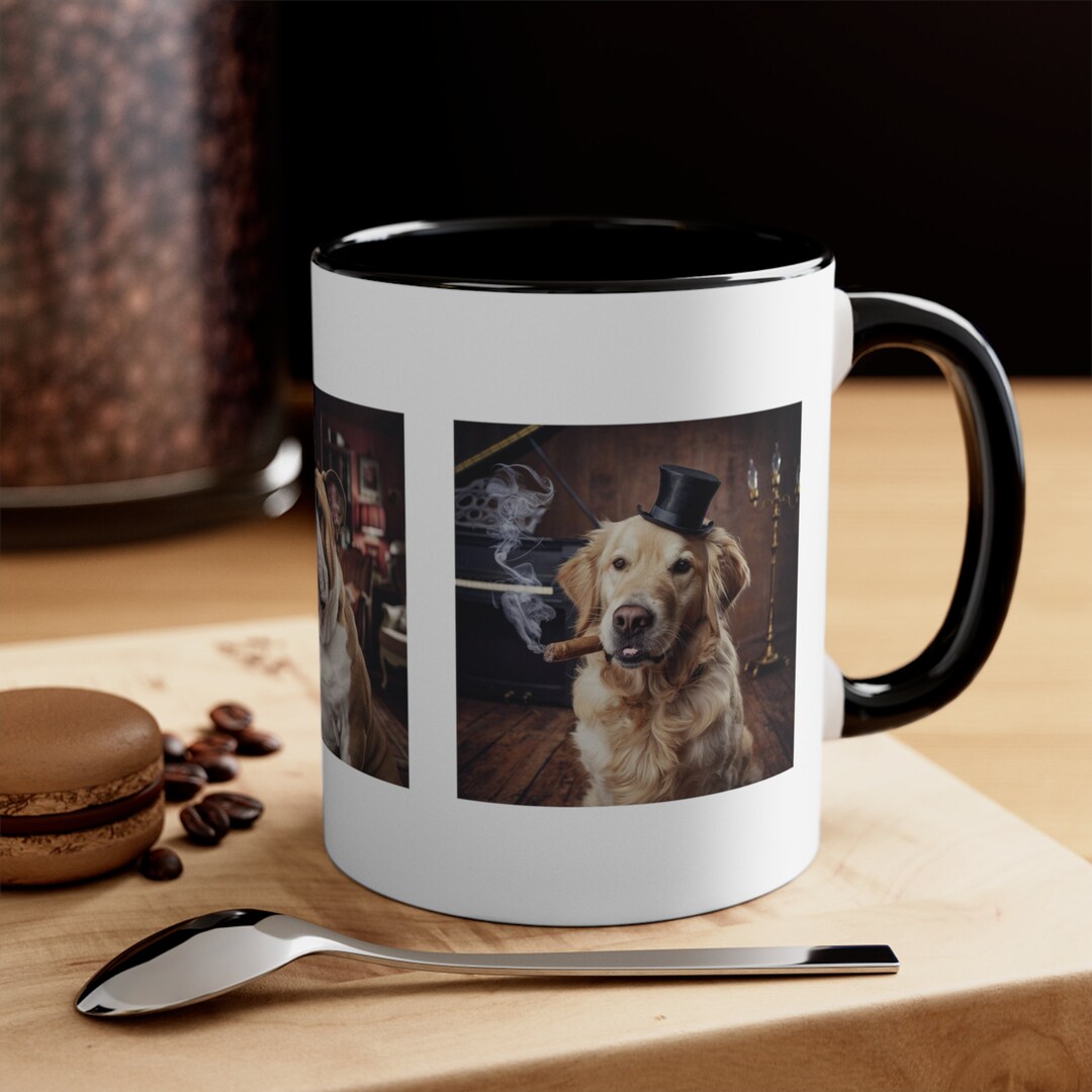 Funny Dog Coffee Mug, Dog Lovers, Smoking Cigar, Present, Birthday ...