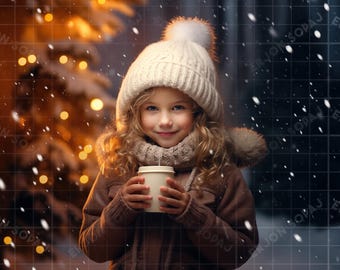 Christmas Digital Background, Bokeh Lights, Winter Wonderland, Holiday ...