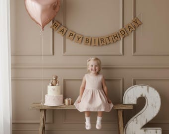 2nd Birthday Cake Smash Digital Backdrop, Rose Gold Balloon (JPEG) - Etsy