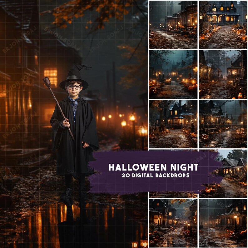 A Spooky Halloween Night Scene, Haunted House Halloween Digital ...