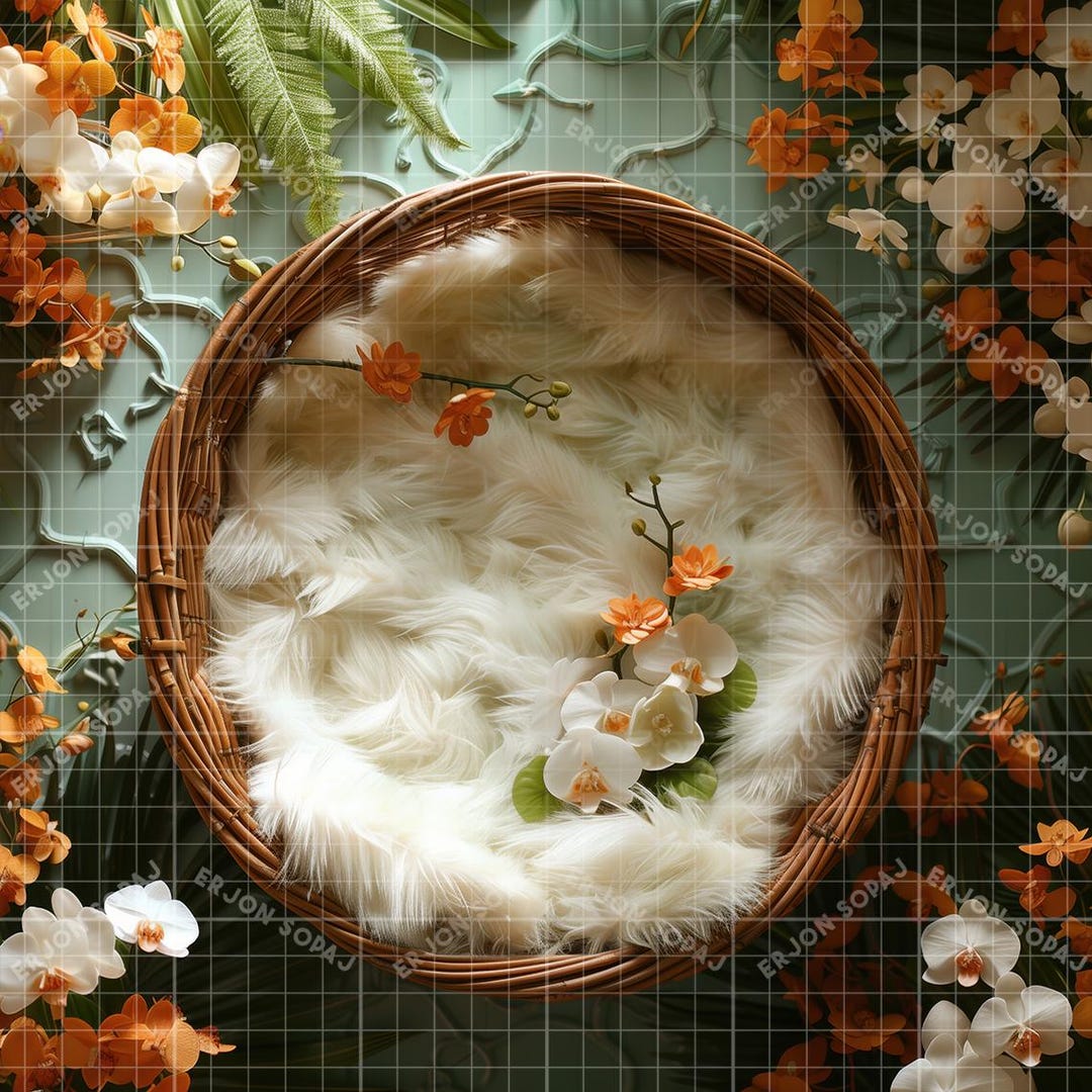 Digital Baby Background, Moses Basket, Fur, Fluffy, Nest, Baby ...