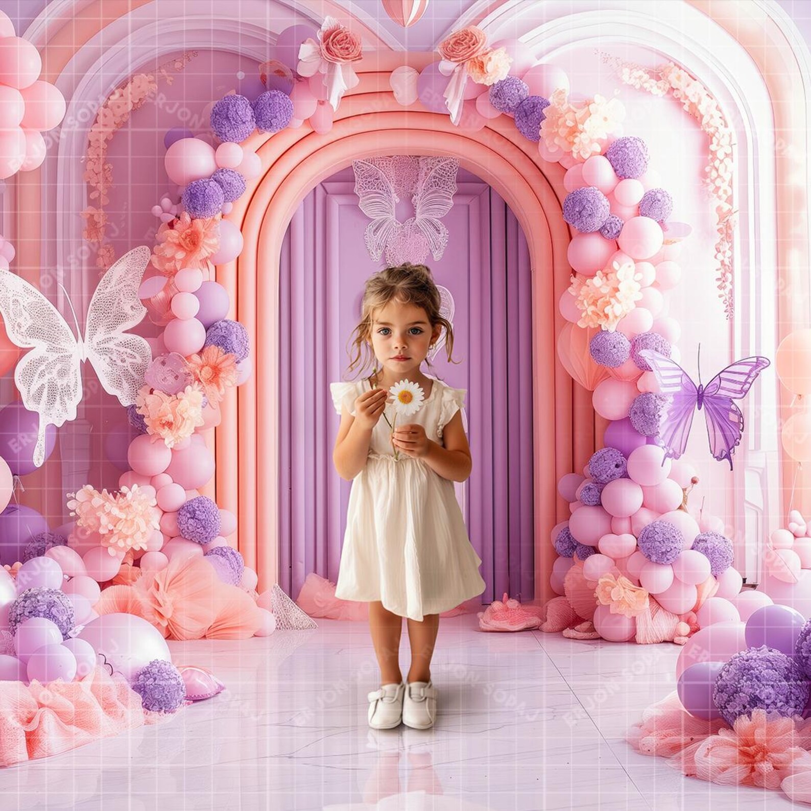 Pink and Purple Butterfly Digital Background, Birthday Digital ...