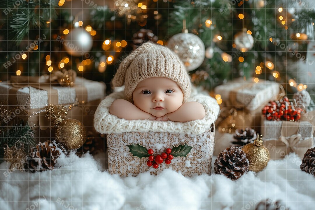 Newborn Christmas Nest Digital Backdrop, Winter Holiday (digital ...