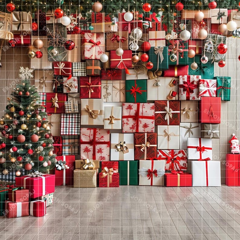 Christmas Presents Backdrop, Christmas Digital Background, Holiday ...