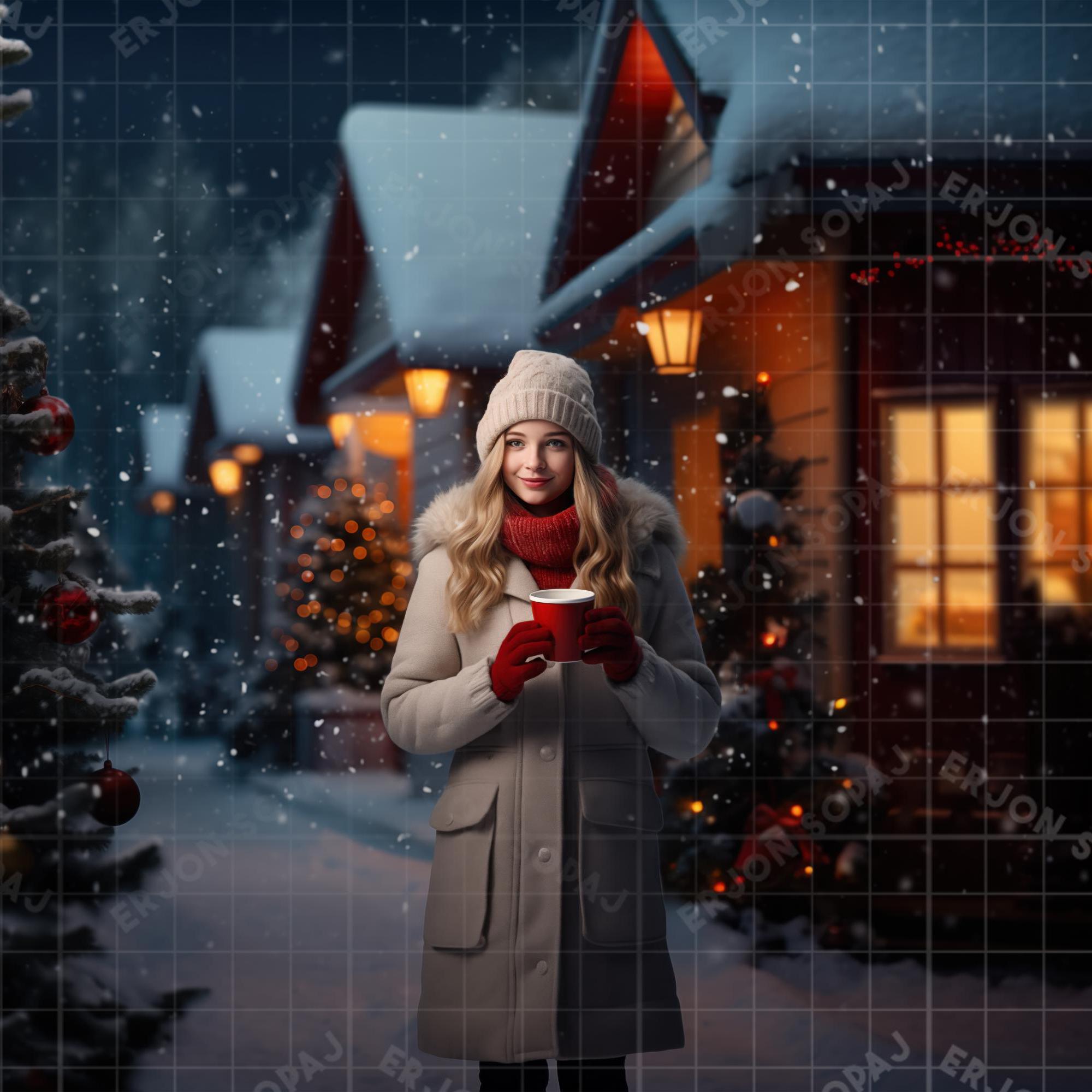 Christmas Digital Background, Holiday Digital Backdrop, Winter ...