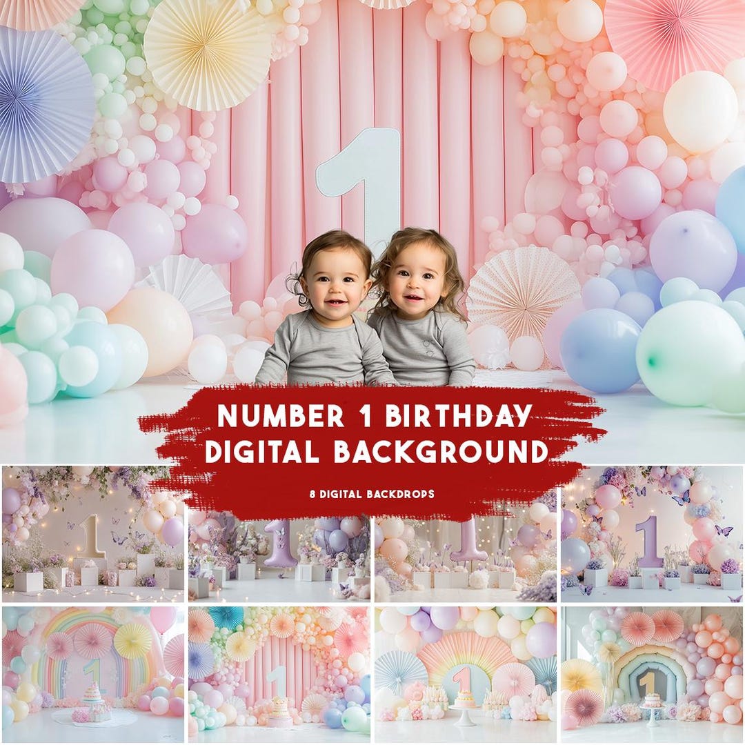 Number One Birthday Digital Backdrop, Moon Theme (digital Download) - Etsy