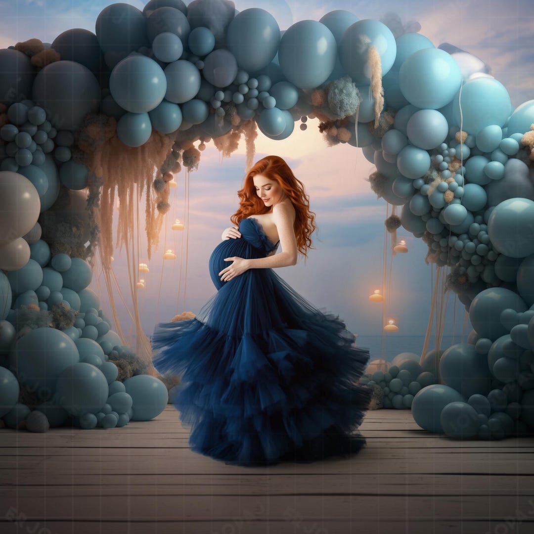 Blue Balloon Arch Maternity Digital Backdrop (jpeg) - Etsy