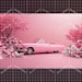 Pink Vintage Car Digital Backdrop, Spring Blossoms, Floral Photography ...
