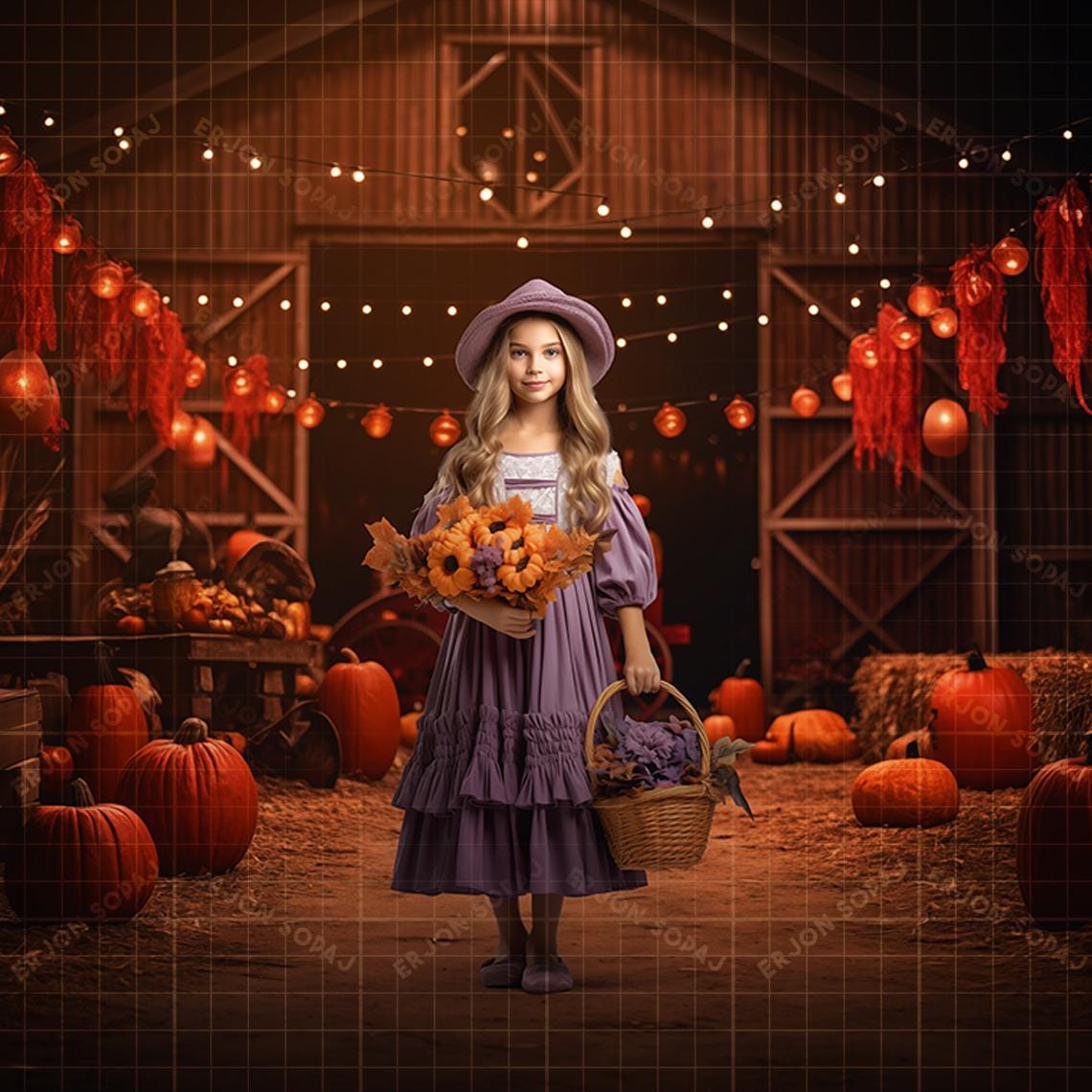 Halloween Red Barn Digital Background for Photography, Fall Farm, Fall ...