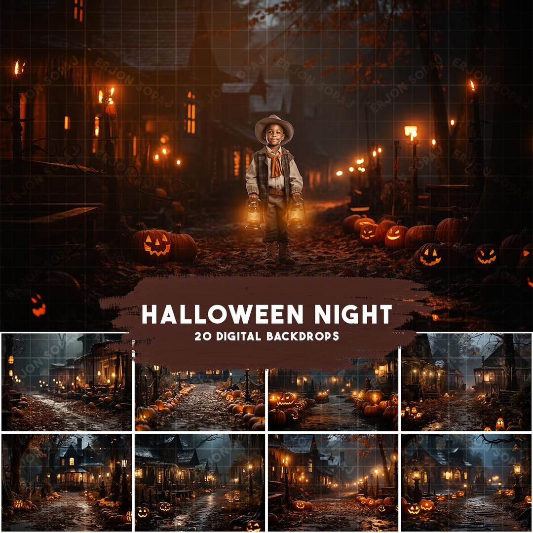 A Spooky Halloween Night Scene, Haunted House Halloween Digital ...