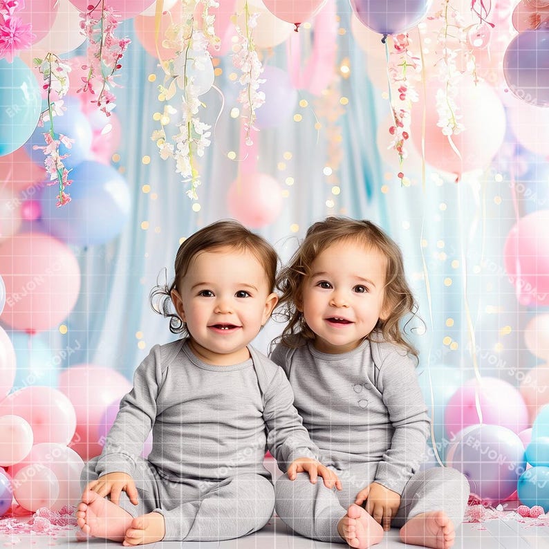 Colorful Balloons Digital Background, Birthday Celebration, Rainbow ...