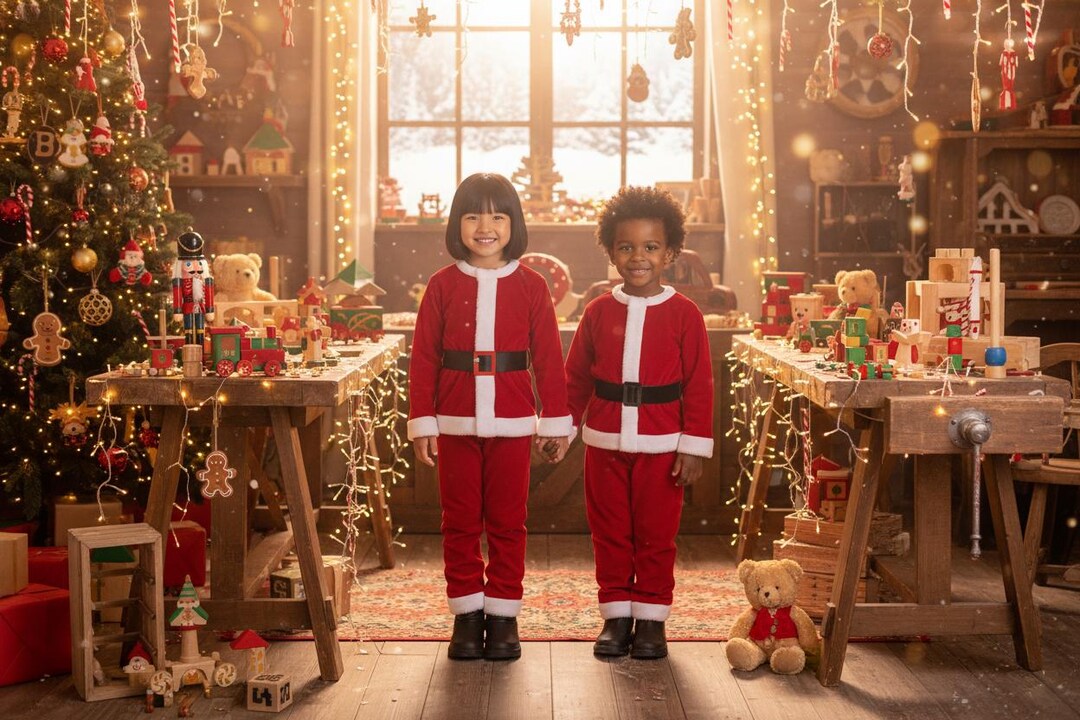 Santa's Workshop Digital Backdrop, Christmas Toy Factory Scene (5000x7500px) - Etsy