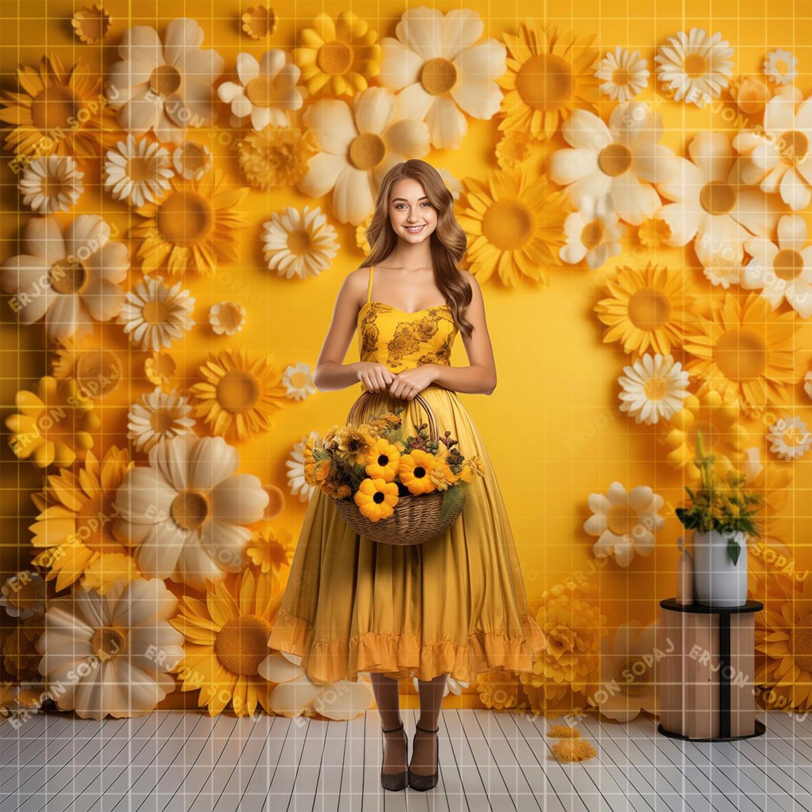 FLORAL BACKDROPS, Daisy Flowers Digital Background, Foral Backdrop ...