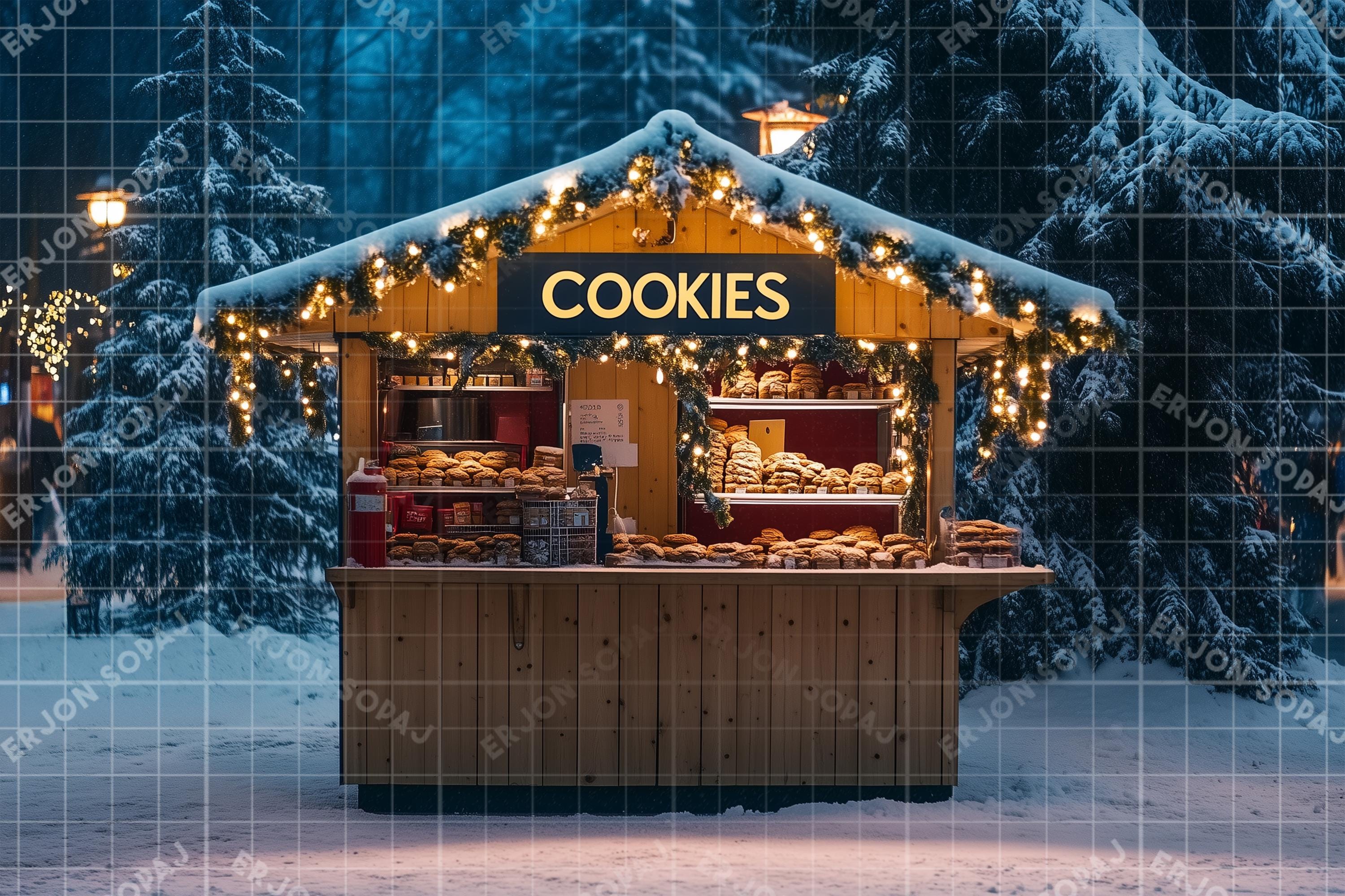 Santa's Hot Cocoa Stand, Christmas Market Scene, Festive Holiday ...