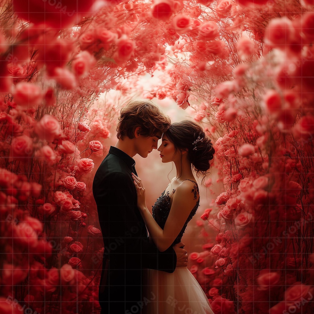 Heart-shaped Rose Arch Digital Background, Romantic Wedding (JPG) - Etsy